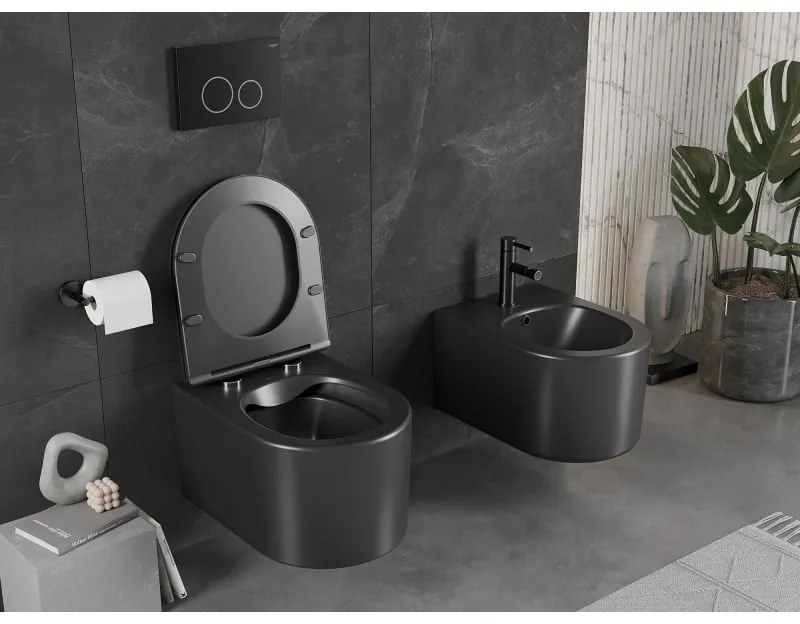 Mexen Sofia Rimless závěsná wc mísa, černá matná, 3354XX85