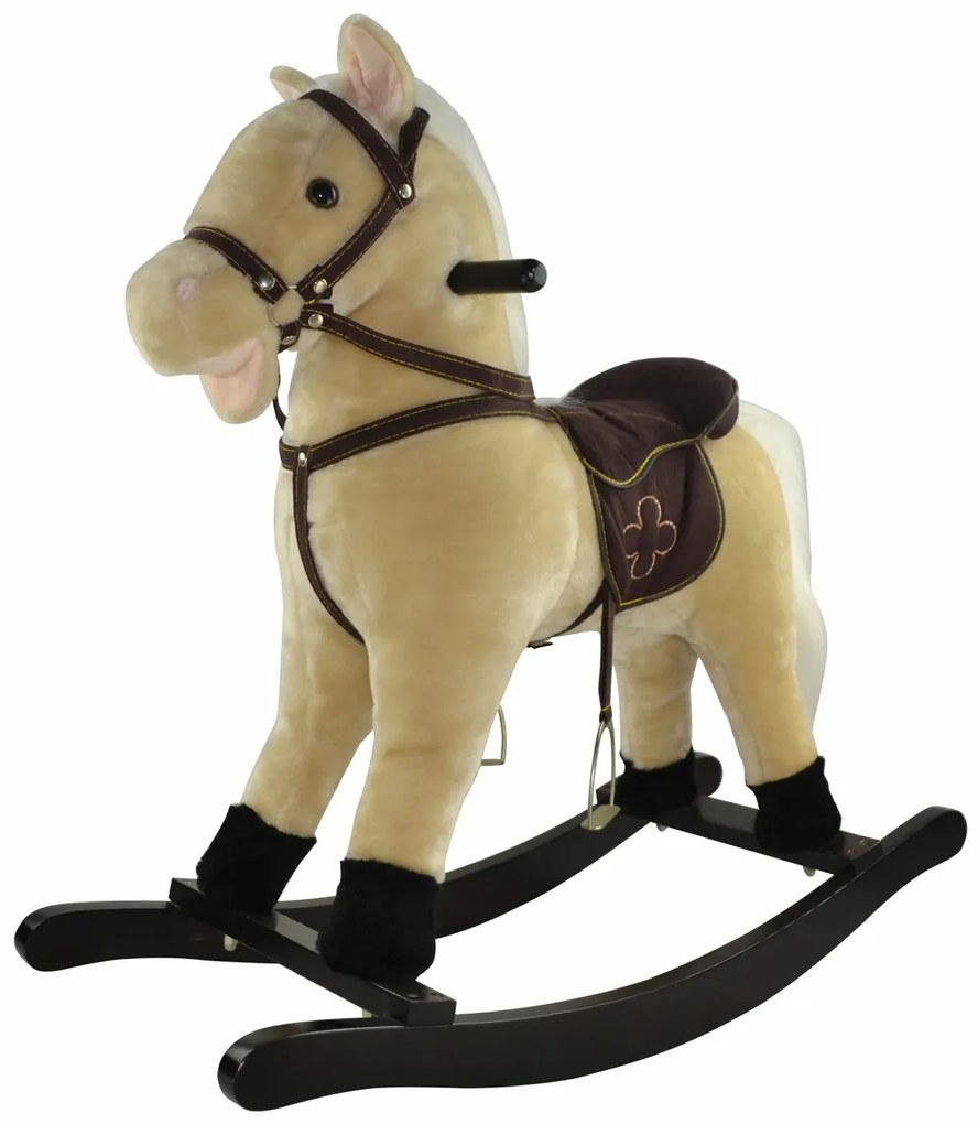 Kůň houpací béžový plyš, výška 71cm, nosnost 50kg
