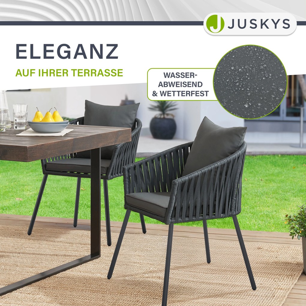 Juskys Zahradní křesla s provazovým výpletem, 2 kusy Barva: béžová