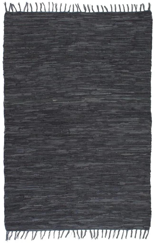 Ručně tkaný koberec Chindi kůže - šedý | 120x170 cm
