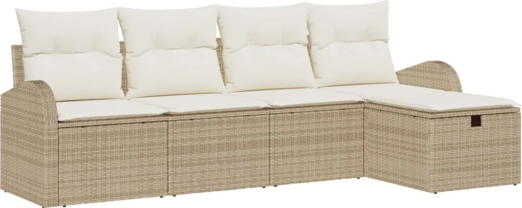 Set pohovek s polštářem s úložištěm Béžová a krémová polyratan 3359060