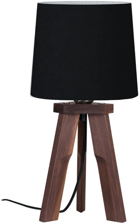 Herzblut 11415.20 Tre, stolní lampa z olejovaného ořechu, černé stínítko, 1x30W E27, výška 42cm
