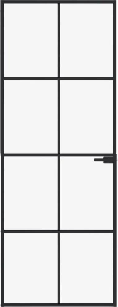 vidaXL Interiérové dveře bílé 76x201,5 cm tvrzené sklo a hliník úzké [153670] Barva: Černá a matná