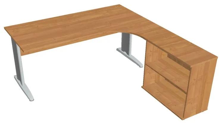 Sestava stolu a skříně levá 180 cm - Hobis Cross CE 1800 H L Dekor stolové desky: olše, Dekor lamino podnože: olše, Barva nohou: Stříbrná