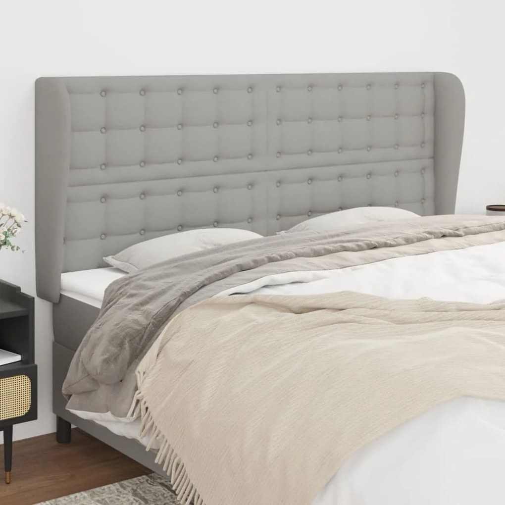 Čelo postele typu ušák světle šedé 183x23x118/128 cm textil 3118404
