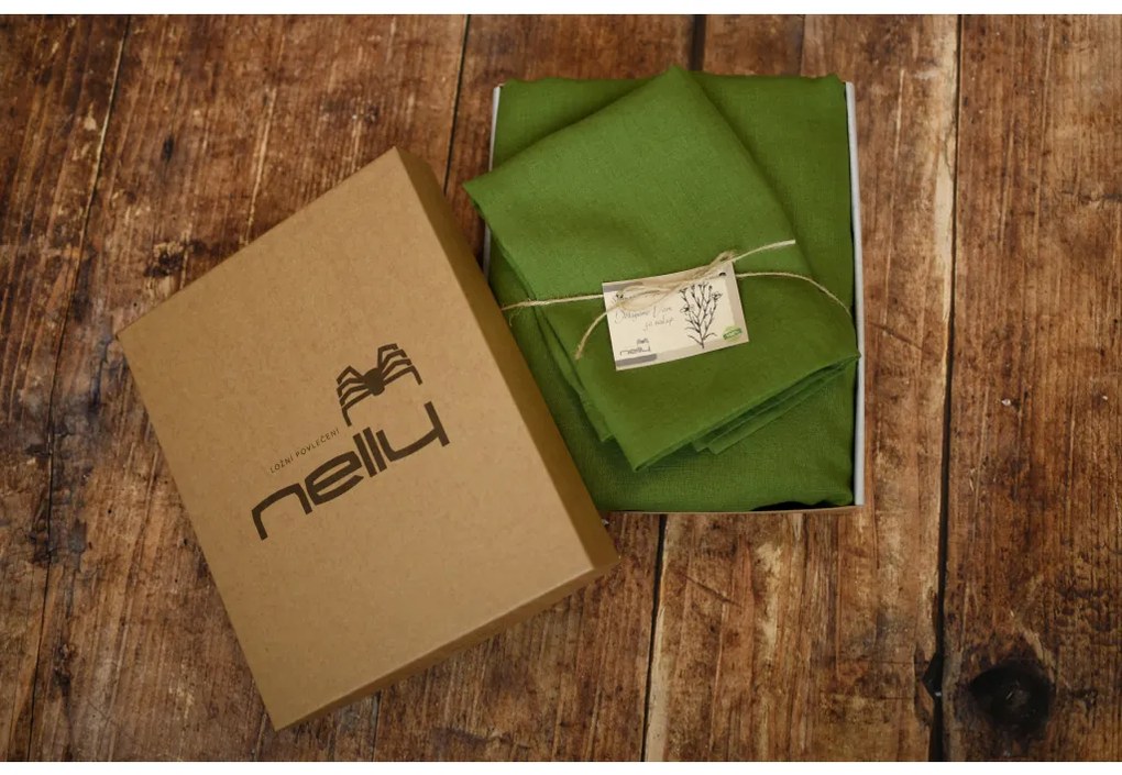 Nelly Lněný povlak na polštář - kapradí Rozměr: 40/60 CM ZIP