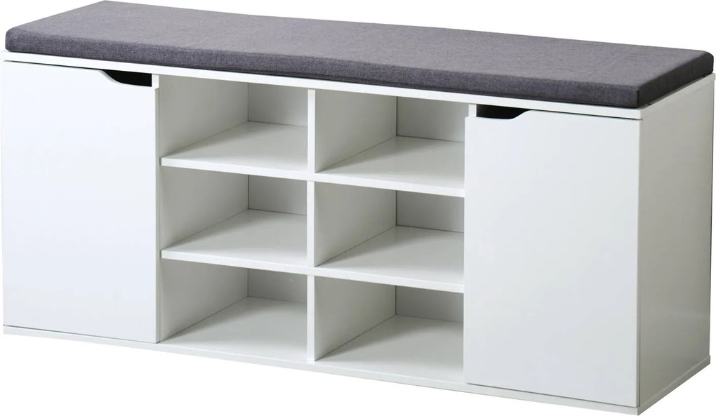 Sedací botník s úložným prostorem, bílý, 103 x 31 x 44 cm, KESPER