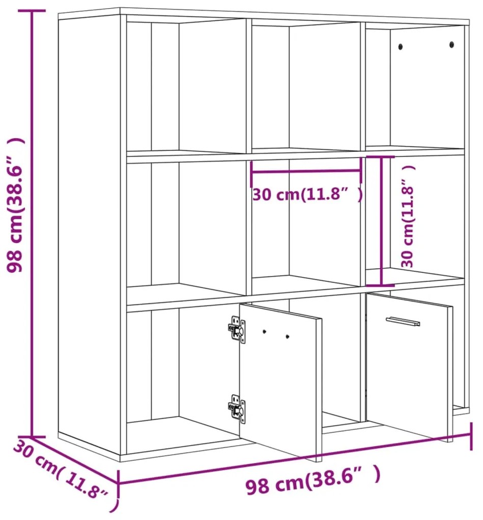 vidaXL Marketos Knihovna betonově šedá 98 x 30 x 98 cm dřevotříska