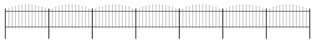 Zahradní plot s kopím nahoře ocelový 1172 x 150 cm černý 277736