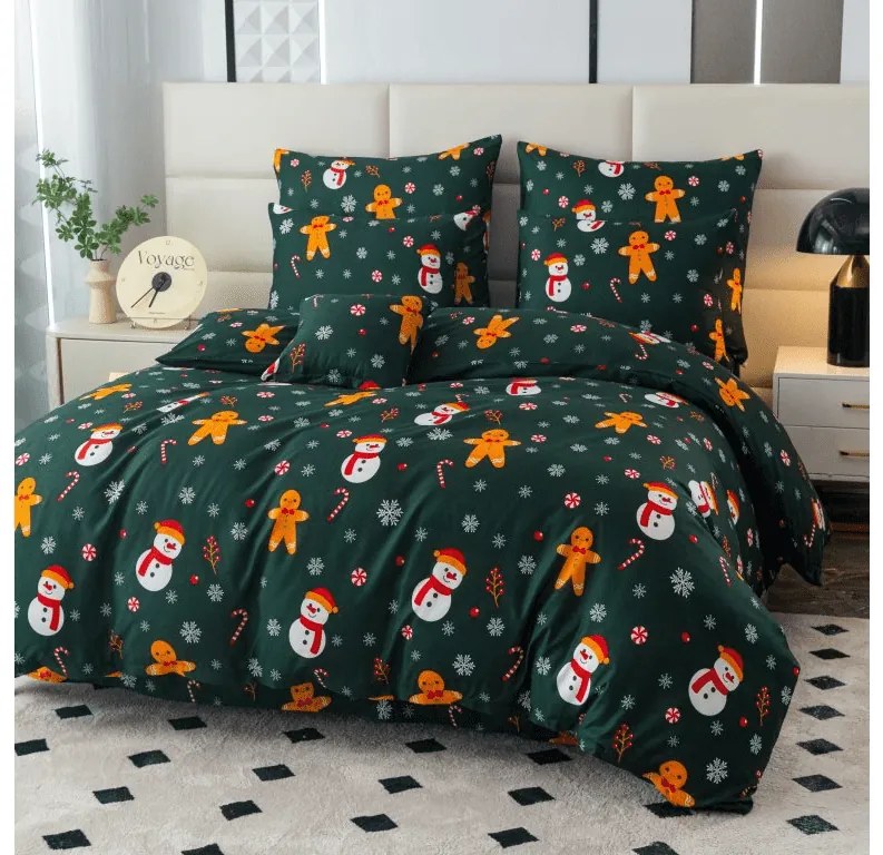 Povlečení z mikrovlákna SNĚHULÁK A PERNÍČEK zelené Rozměr povlečení: 2 ks 70 x 90 cm | 200 x 220 cm
