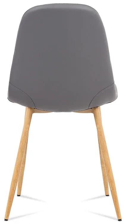 Jídelní židle SUAR, šedá látka a eko-kůže/kov dub