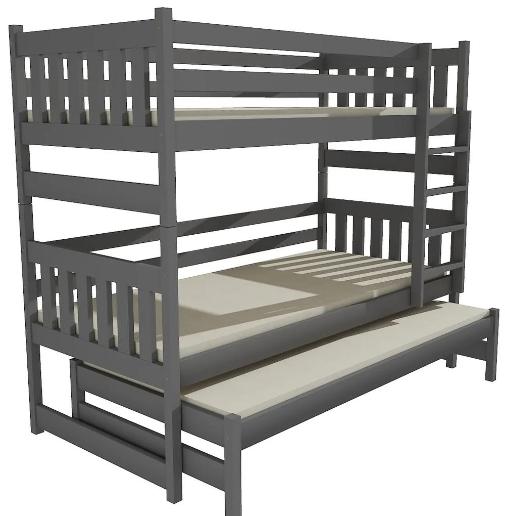 Patrová postel s výsuvnou přistýlkou PPV 019 80 x 200 cm - šedá