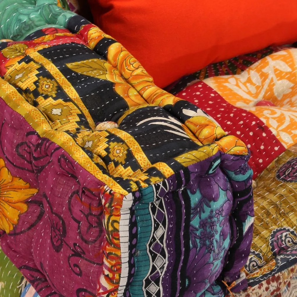 4-místná rozkládací pohovka Broulee s textilním čalouněním | patchwork