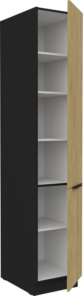 CREMONA cc | vysoká skříňka 40 DK-210 2F potravinová s policemi | 40 cm | černá/cremona