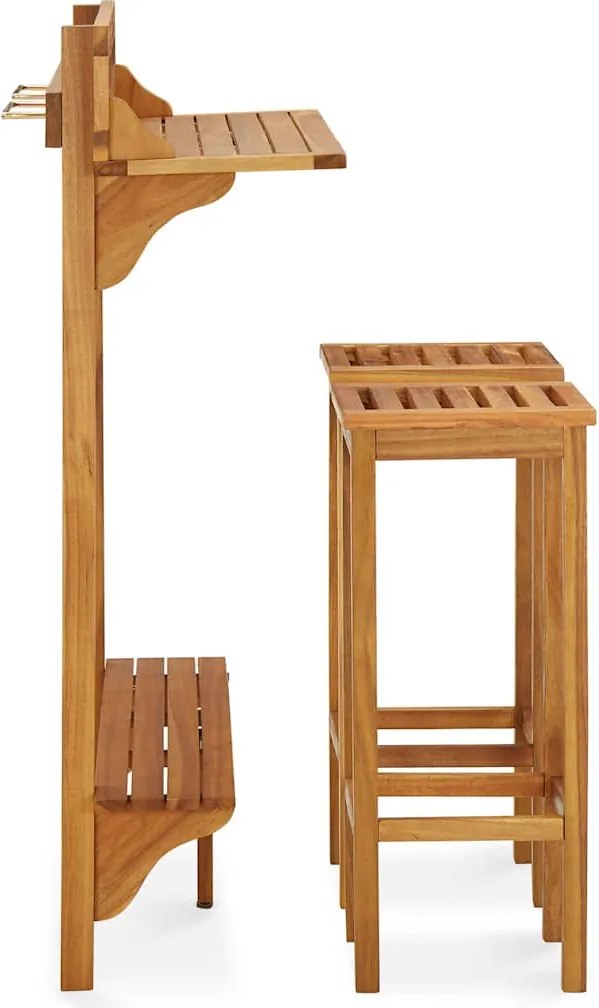 3dílný barový set na balkon masivní akáciové dřevo 310254