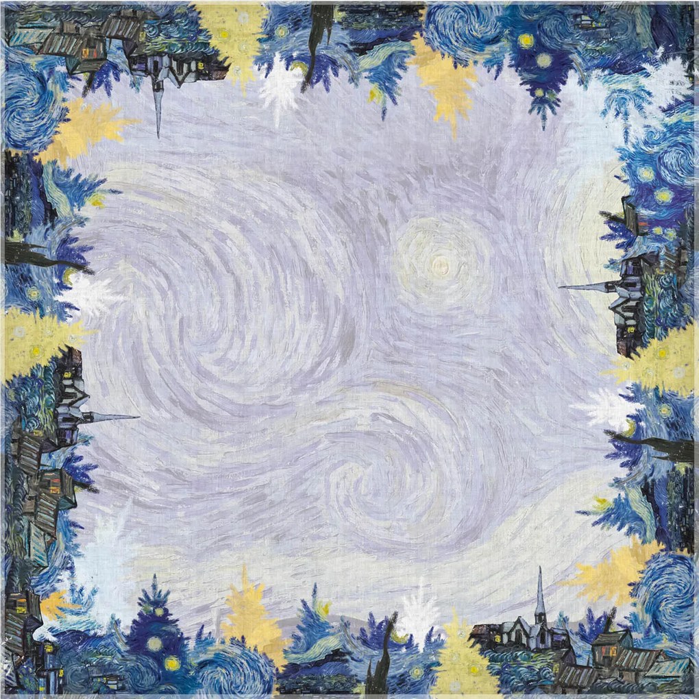 Lenbutik Lněný, luxusní, ubrus Vincent Van Gogh Hvězdná noc/ Starry night Rozměry ubrusů: 100x100 cm