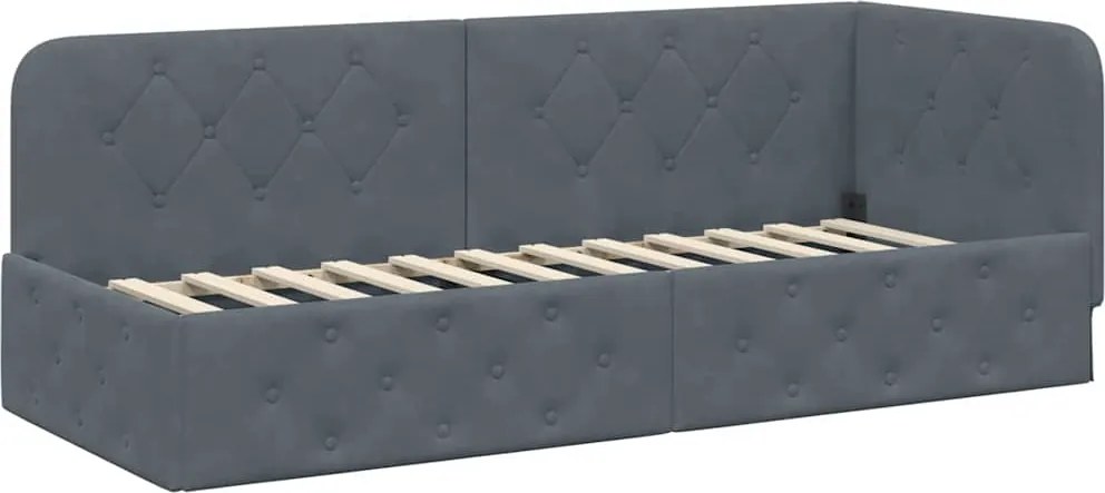Rohový rám postele Tmavě šedá 80 x 200 cm samet 3394063