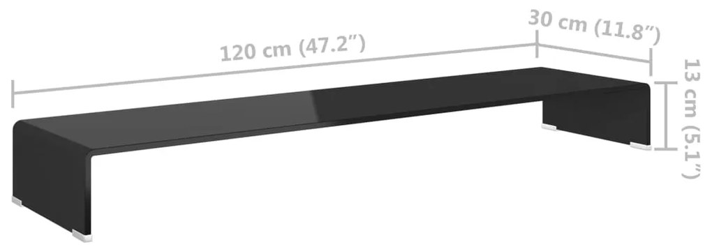 vidaXL Marketos TV stolek / podstavec na monitor sklo černý 120x30x13 cm