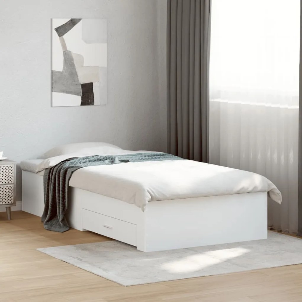 Rám postele se zásuvkami bílý 90 x 190 cm kompozitní dřevo 3280433
