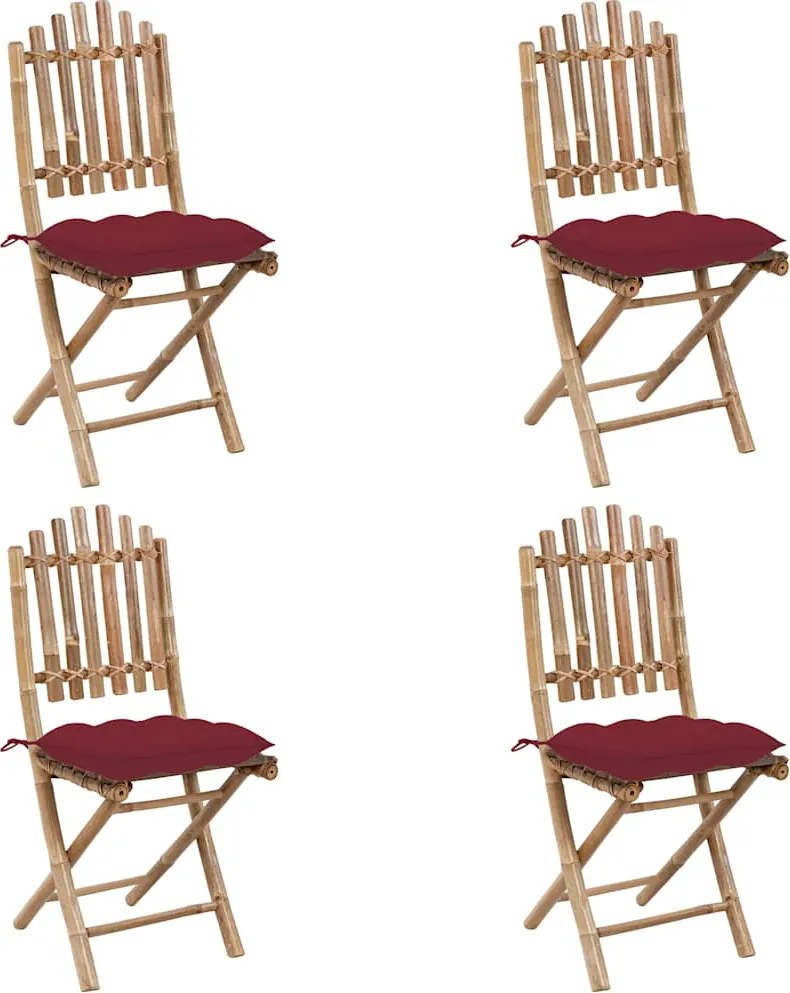 5dílný skládací zahradní jídelní set s poduškami bambus 3063984