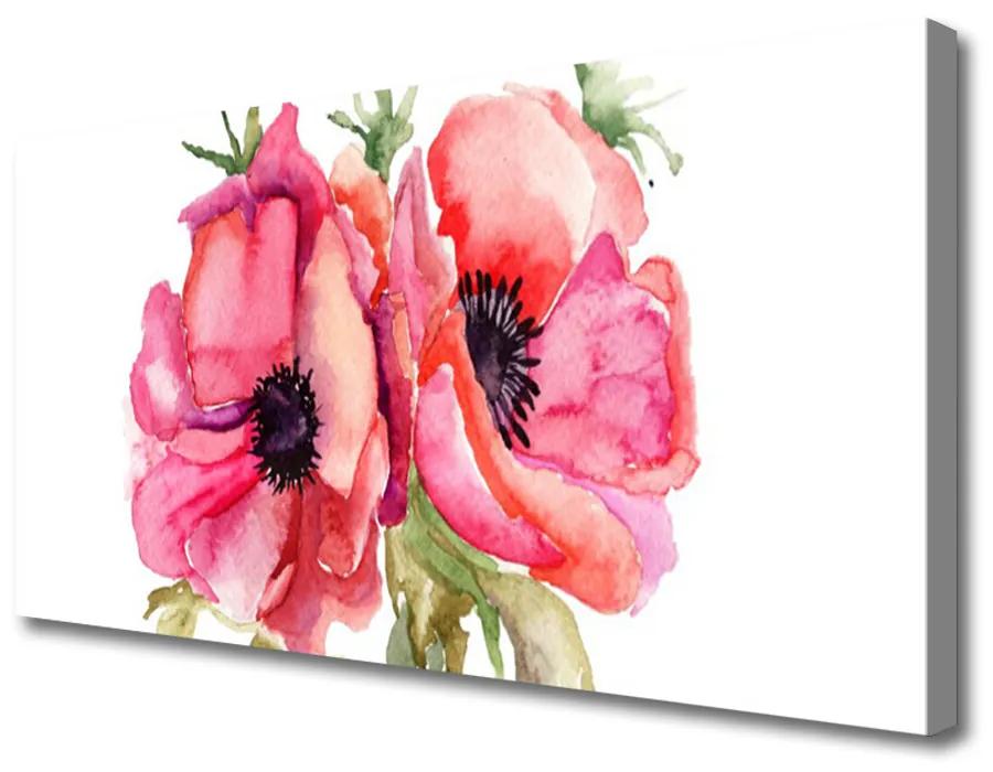Obraz na plátně Květiny Akvarely 125x50 cm