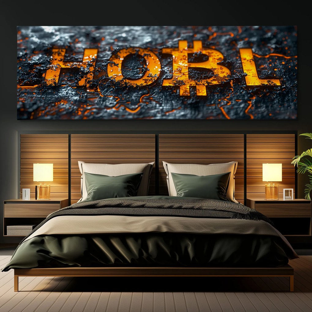 Obraz na plátně - Bitcoin HOBL HODL Lava FeelHappy.cz Velikost obrazu: 60 x 20 cm