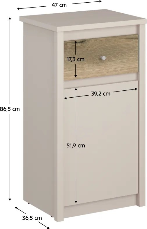 Kondela Komoda, kašmír/dub evoke, KAROS 1D1S