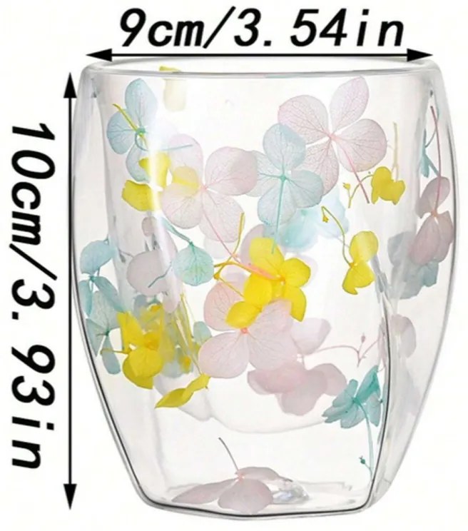 Flamenco Mystique Termo sklenice s žlutou, modrou a růžovou hortensí 350 ml 1 ks SZK88