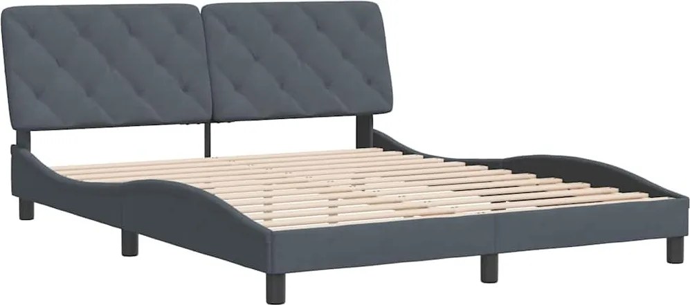 Rám postele bez matrace tmavě šedý 160 x 200 cm samet 3207930