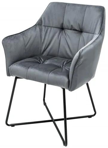 Chair Loft sametově stříbrně šedá s područkou/ 42472