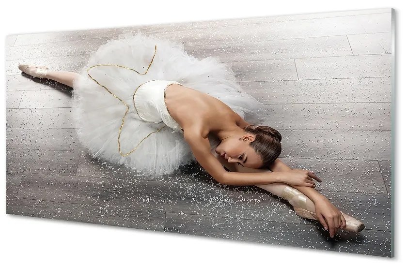 Obraz na skle Žena bílé balerína šaty 140x70 cm