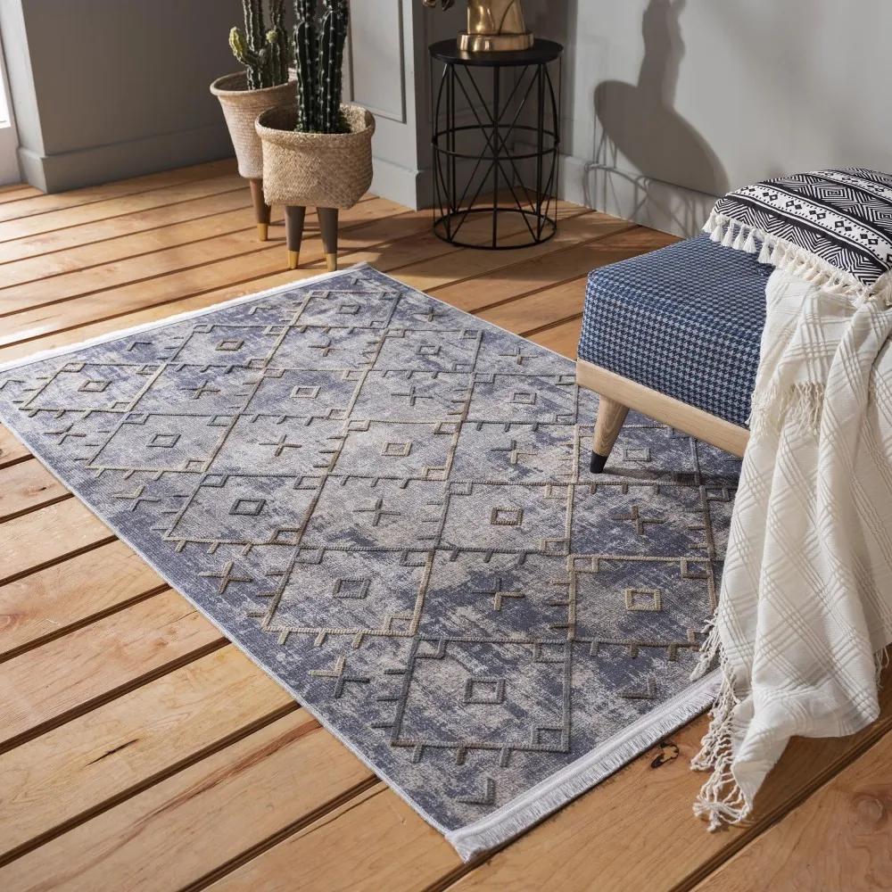 Vzorovaný skandinávský koberec s ozdobnými třásněmi Šířka: 80 cm | Délka: 150 cm