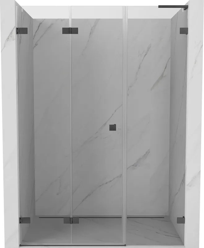 Mexen Lunar-F, L skládací levé sprchové dveře 130 cm, 8mm čiré sklo, broušený grafit profil, 836SL-130-050-66-00-L