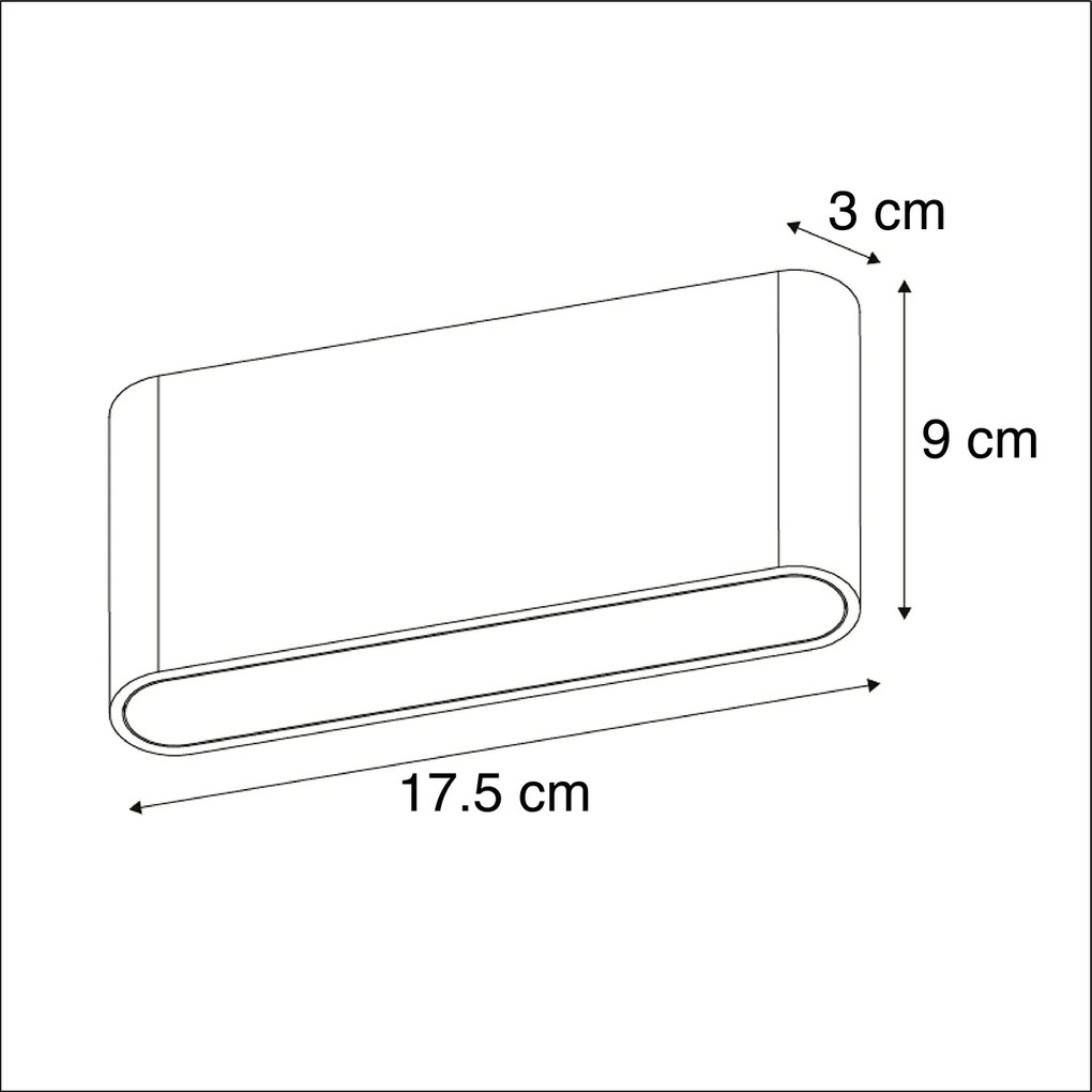 Sada 2 venkovních nástěnných svítidel Batt, tmavě šedá, 17,5 cm, vč. LED