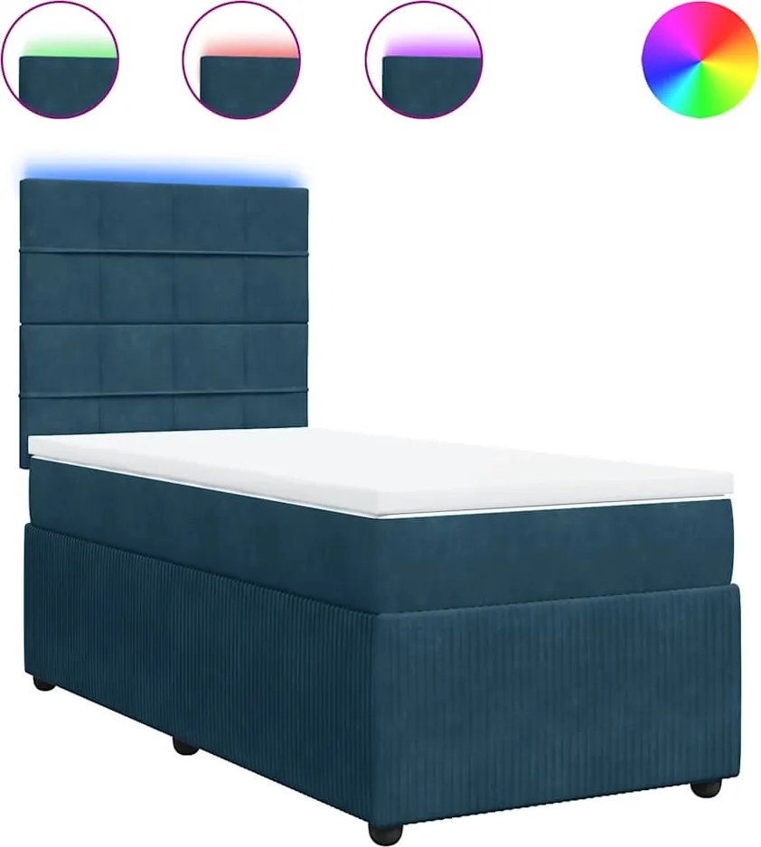 Box spring postel s matrací modrá 90 x 190 cm samet 3294518