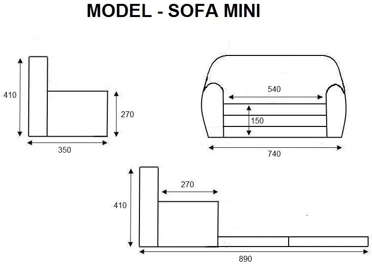 Dětská rozkládací MINI pohovka Šneci - šedá