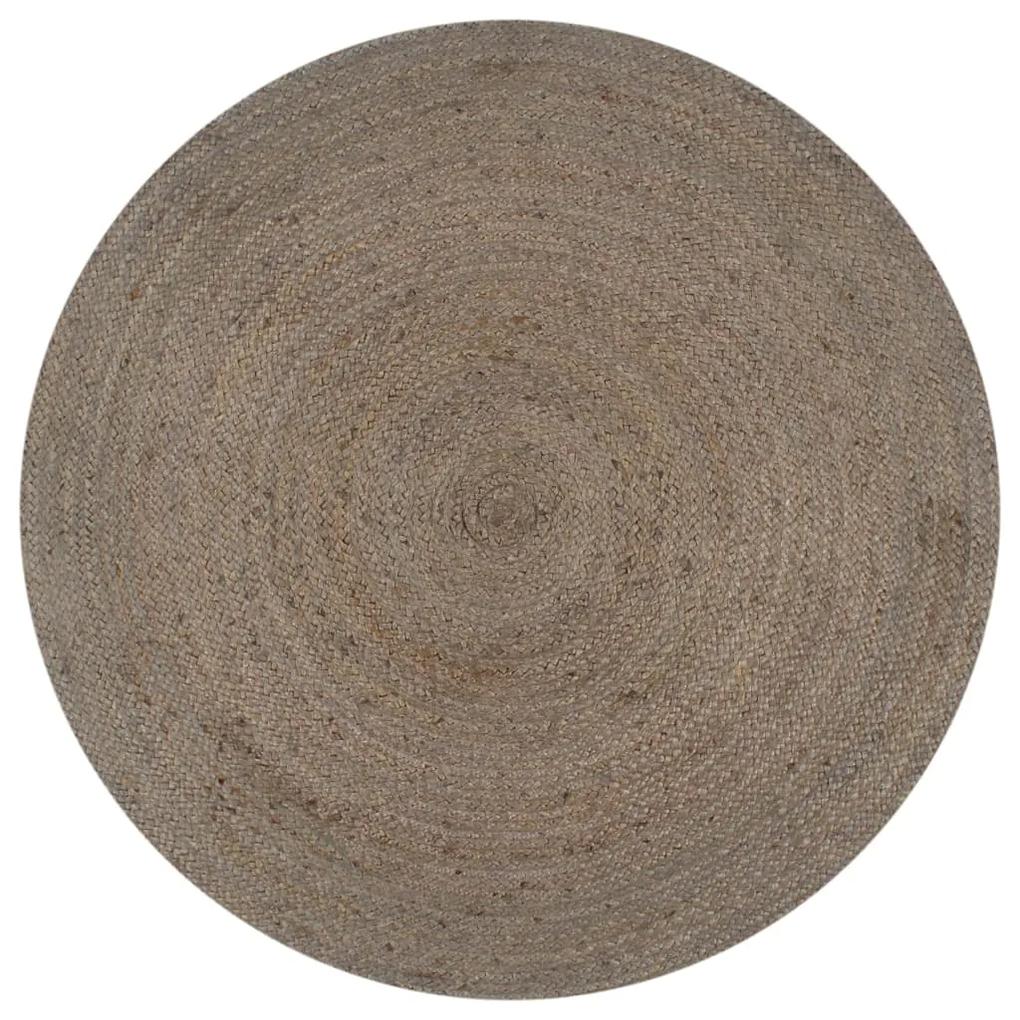 Ručně vyrobený koberec z juty - kulatý - šedý | 150 cm