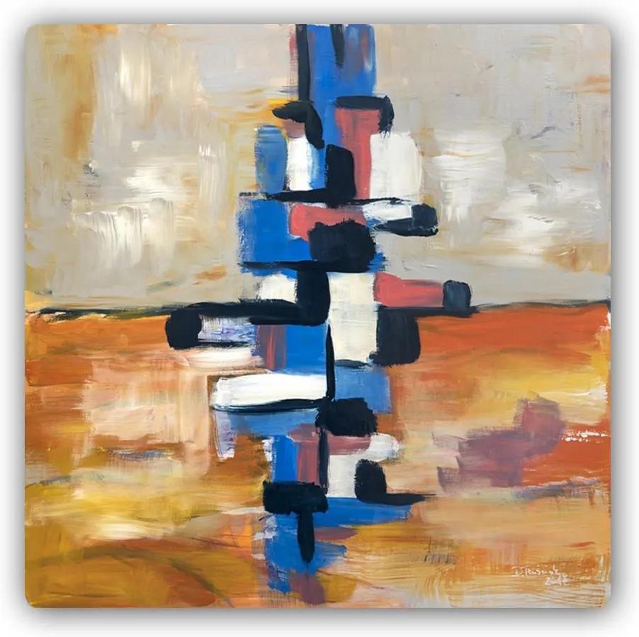 CARO Kovový obraz - Abstraction 77 30x30 cm