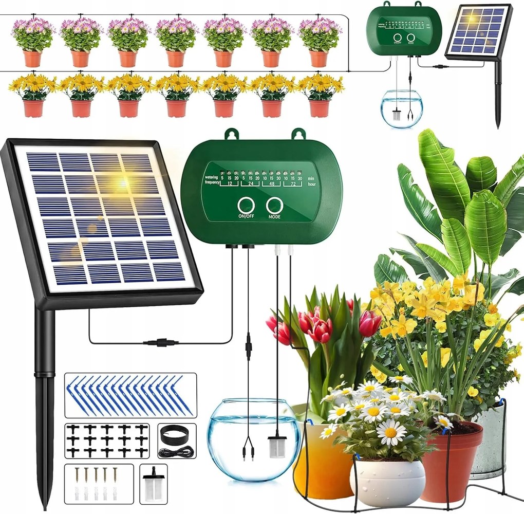 15 M Solární Kapkové Zavlažování Zahradního Systému, Automatické Zavlažování Až Pro 15 Rostlin