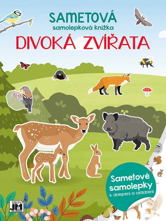 JIRI MODELS Sametová samolepková knížka Divoká zvířata 2