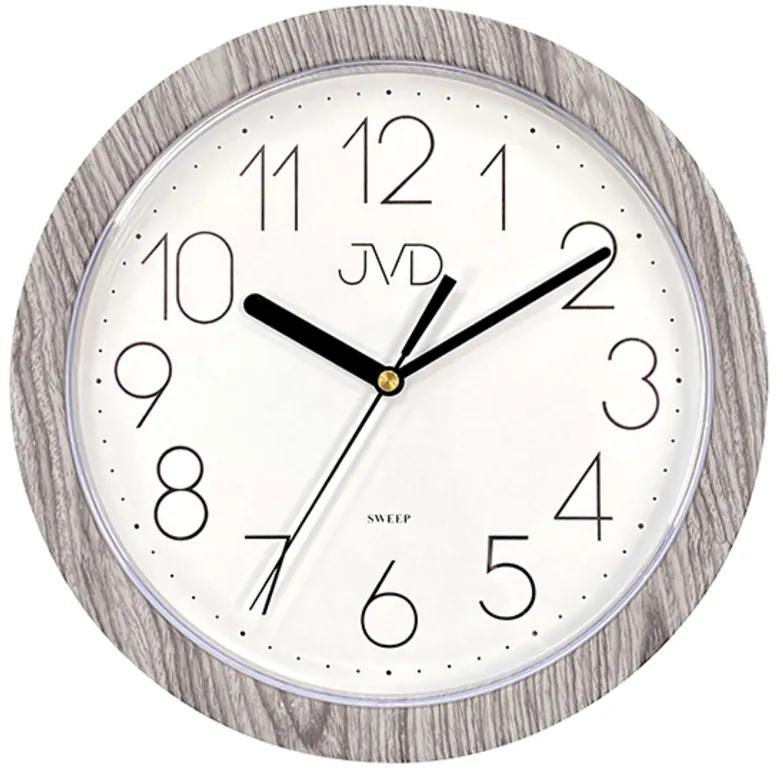 JVD Plastové nástěnné netikající tiché hodiny v imitaci dřeva JVD sweep H612.22