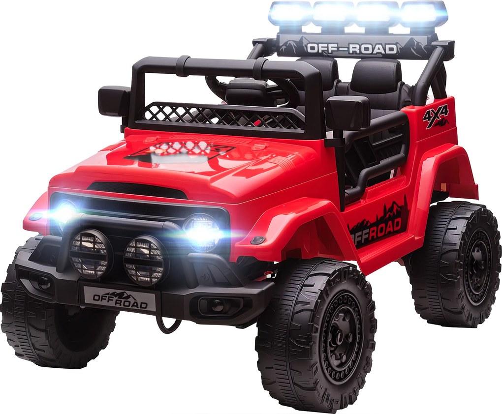 AIYAPLAY dětský offroader se světlomety, houkačkou, pásem a dálkovým ovládáním, z PP a kovu, 99x66x68,5 cm, červená