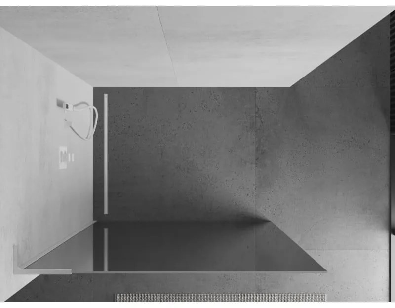 Mexen Kioto L, sprchová zástěna Walk-In 100 x 200 cm, 8mm sklo vzor zrcadlo, bílý profil, 800-100-103-20-50