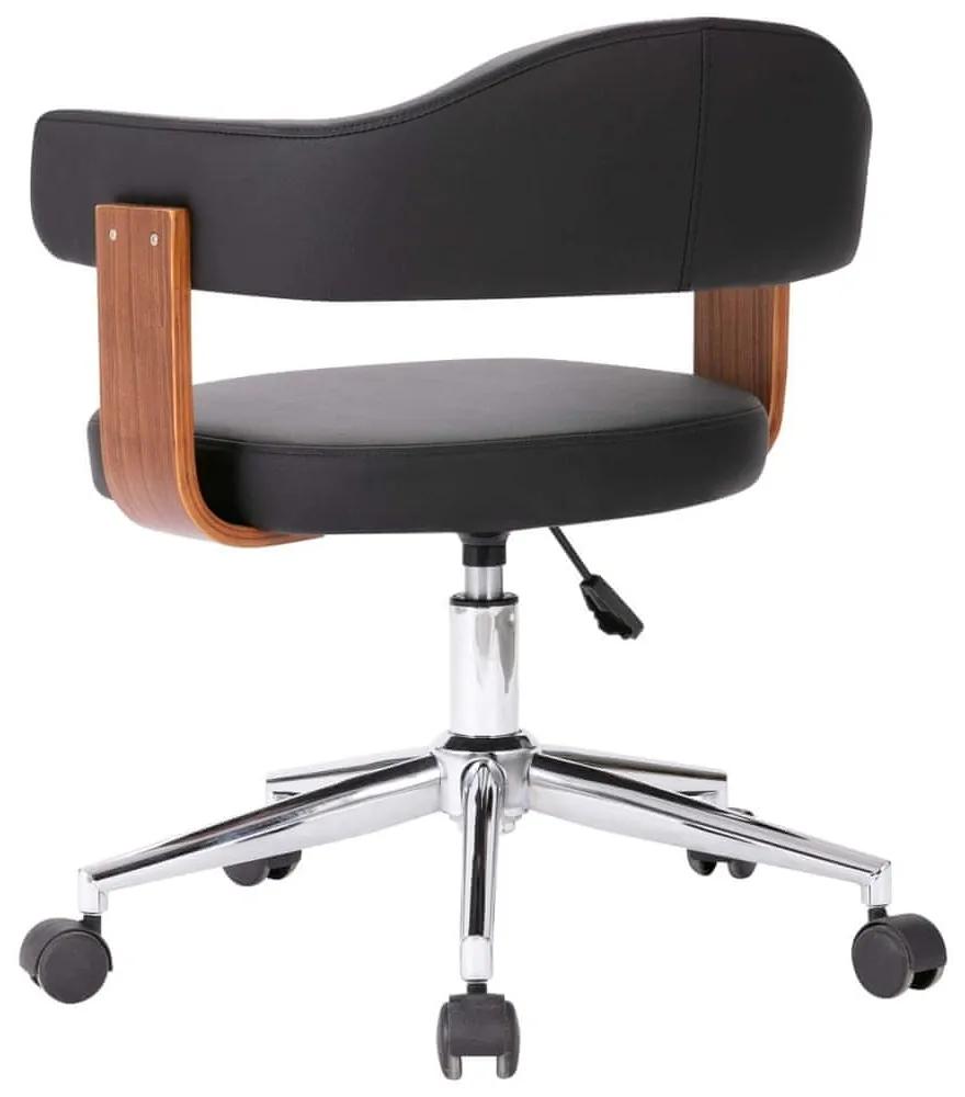 Petromila Otočná kancelářská židle černá ohýbané dřevo a umělá kůže