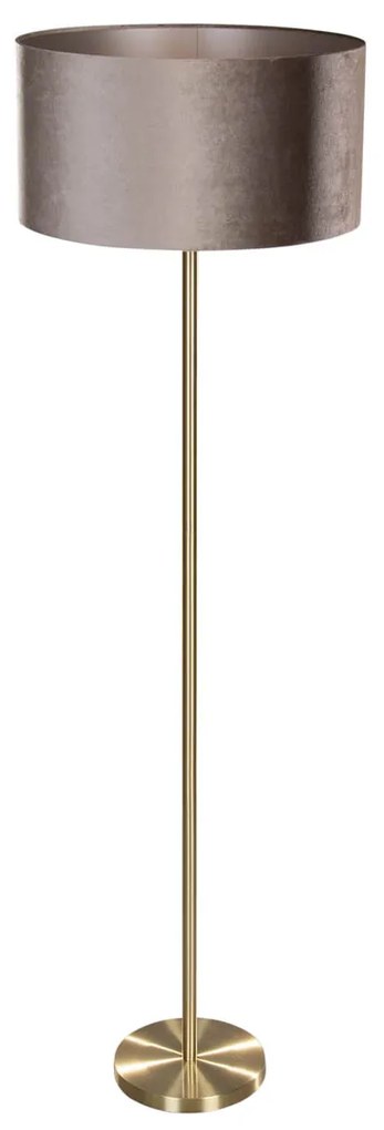 Stojací lampa mosazná s sametovým stínidlem taupe 50 cm - Simplo