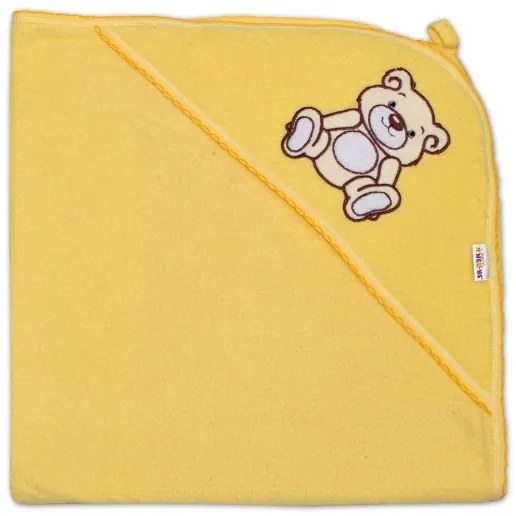 Baby Nellys Baby Nellys Dětská osuška Teddy Bear s kapucí, roz. 80 x 80 cm - krémová,žlutá