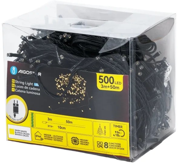 Aigostar - LED Venkovní řetěz 500xLED/6W/230V 50m IP44 teplá bílá