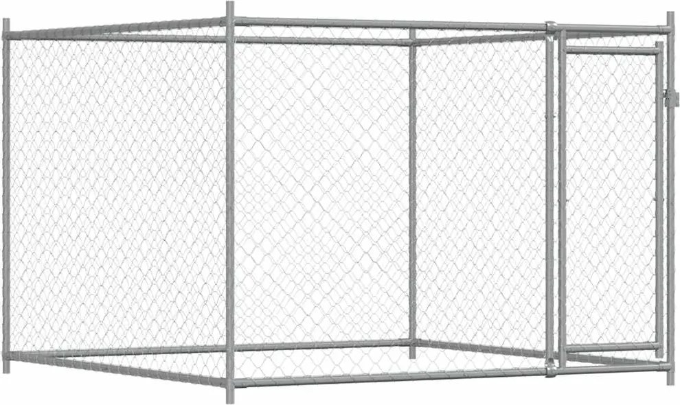 Klec pro psy s dvířky šedá 12 x 2 x 1,5 m pozinkovaná ocel 3209577