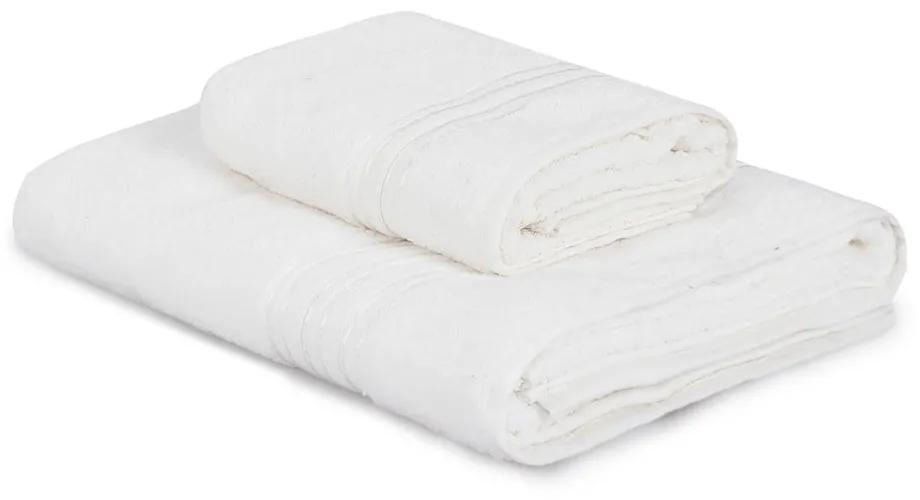 Krémové bavlněné ručníky a osušky v sadě 2 ks Dora – Foutastic
