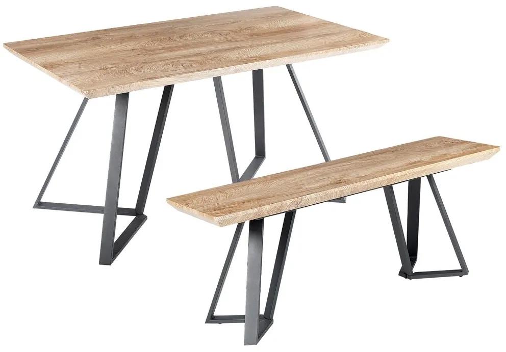 Jídelní souprava stolu a lavice světlé dřevo/černá UPTON Beliani